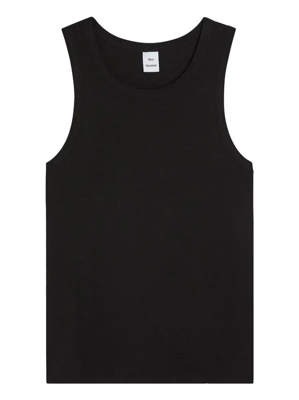 WON HUNDRED Ribbed Stretch-cotton Tank Top - Black