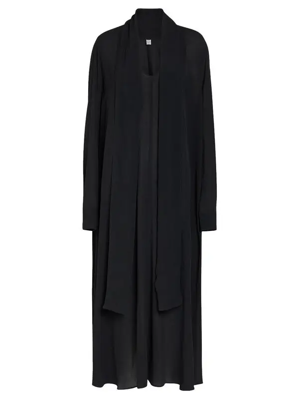 TOTEME Chiffon Maxi Dress With Scarf Detail - Black