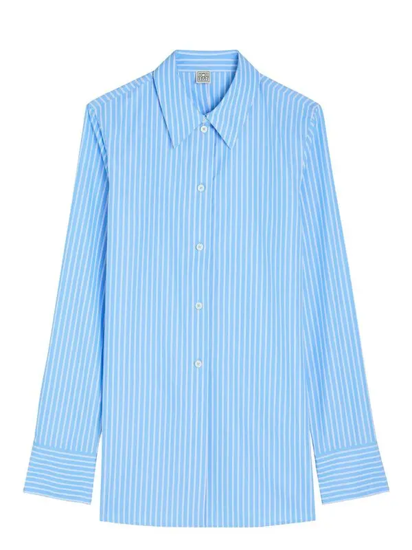 TOTEME Striped Cotton-poplin Shirt - Light Blue