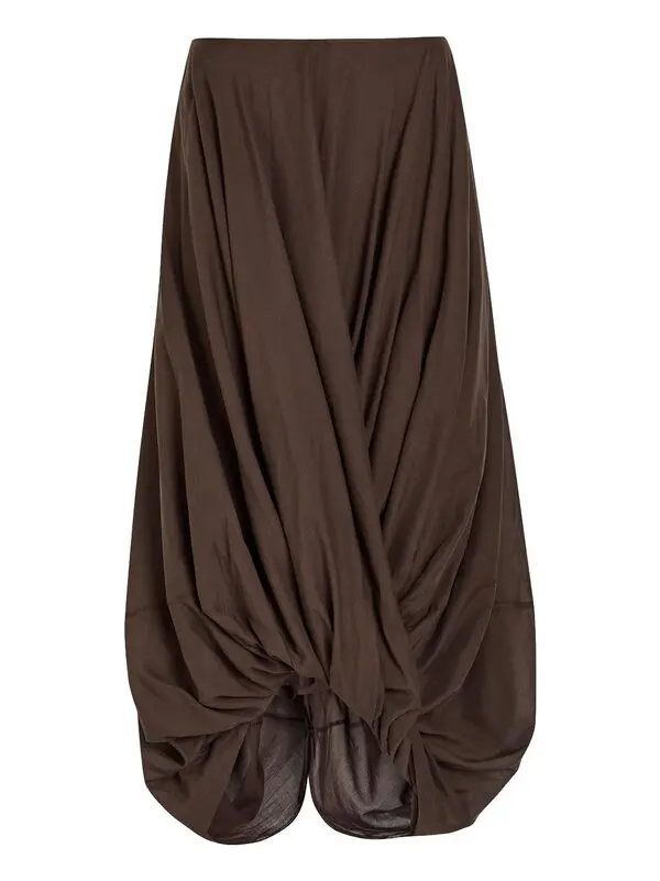 TOTEME Cotton-blend Midi Skirt - Brown