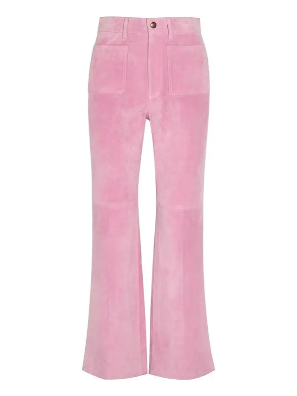 Chloé Flared-leg Suede Trousers - Pink