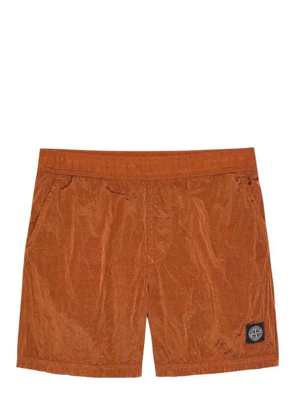 Stone Island Logo Appliqué Nylon Shorts - Orange