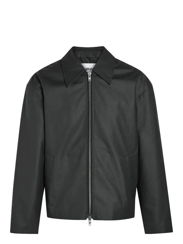 WON HUNDRED Sebastian Cotton-blend Jacket With Zip-up Closure And Drop Shoulders - Black