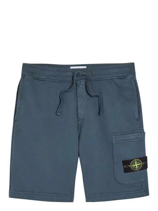 Stone Island Logo Cotton Shorts - Blue Dark