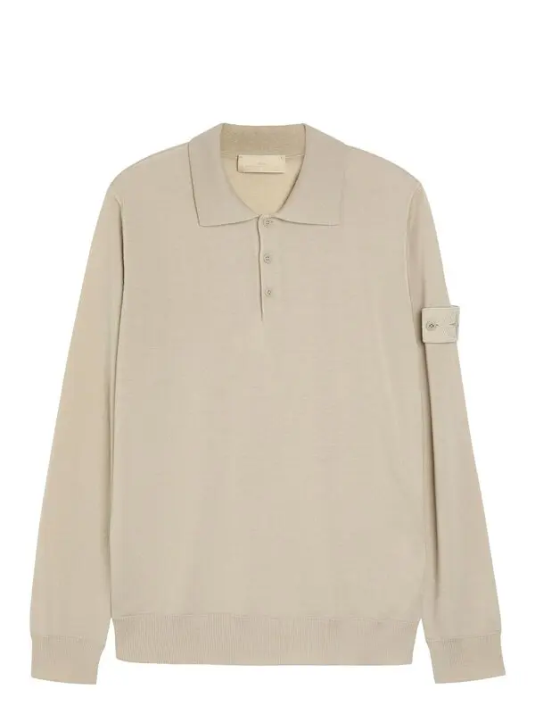Stone Island Ghost Wool Polo Top - Beige