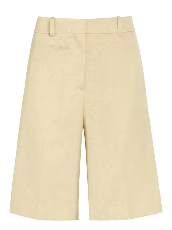 Another Tomorrow Tailored Wide-leg Bermuda Shorts - Beige