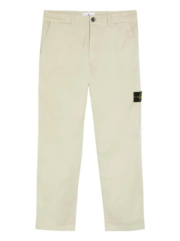 Stone Island Logo Stretch-cotton Trousers - Sand