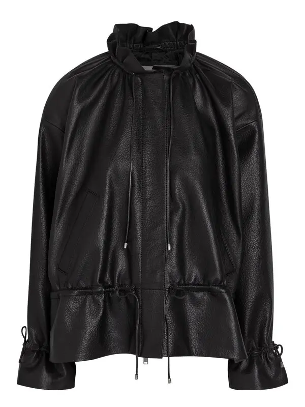 3.1 Phillip Lim Leather Jacket With Drawstring Details - Black