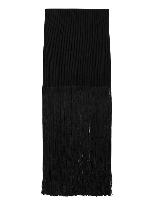 Alaïa Fringed Ribbed-knit Maxi Skirt - Black