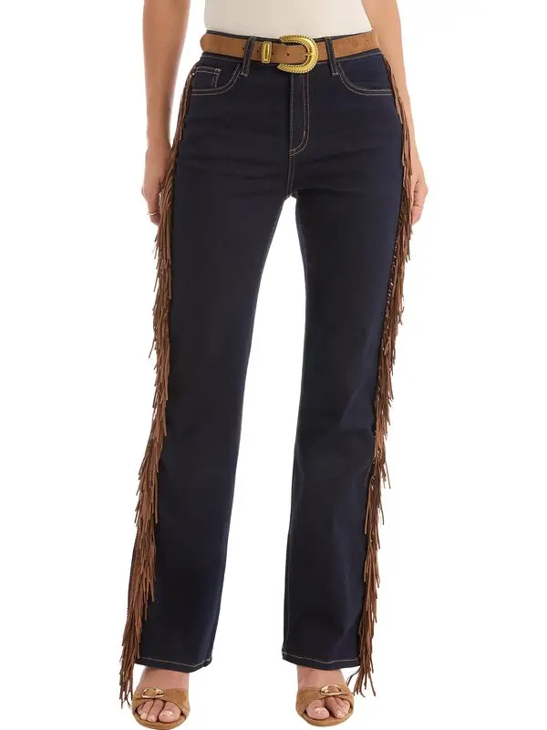 THE NOLI SHOP Ryder Fringe Boot-cut Jeans - Indigo