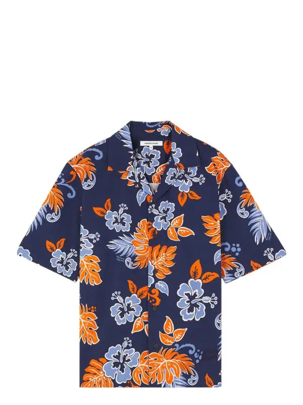 Maison Kitsuné Floral Printed Resort Shirt - Blue