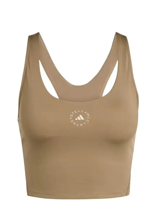 Adidas By Stella McCartney Racer-back Logo Tank Top - Brown Moss