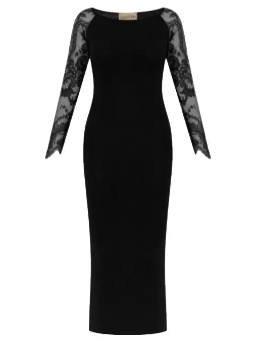 Valentino Garavani Long Sleeve Lace Dress - Black