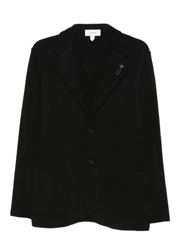 LARDINI Patch-pockets Wool Blazer - Black