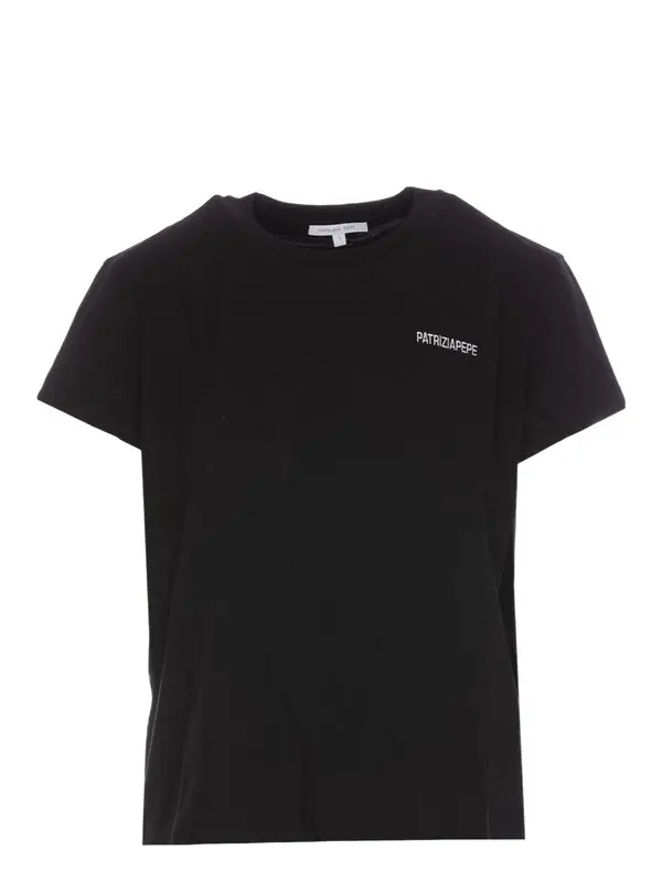 Patrizia Pepe Logo Embroidered Jersey T-shirt - Black
