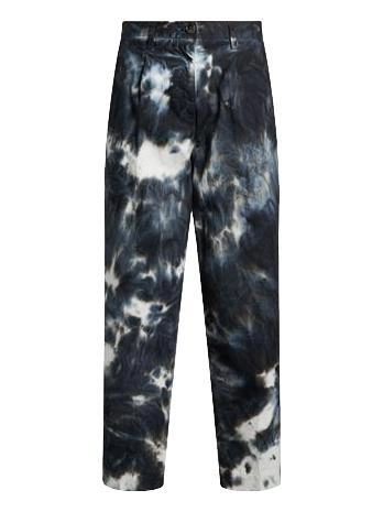 WHITE SAND Slate Tie-dye Cotton Linen Blend Straight-leg Pants - Blue