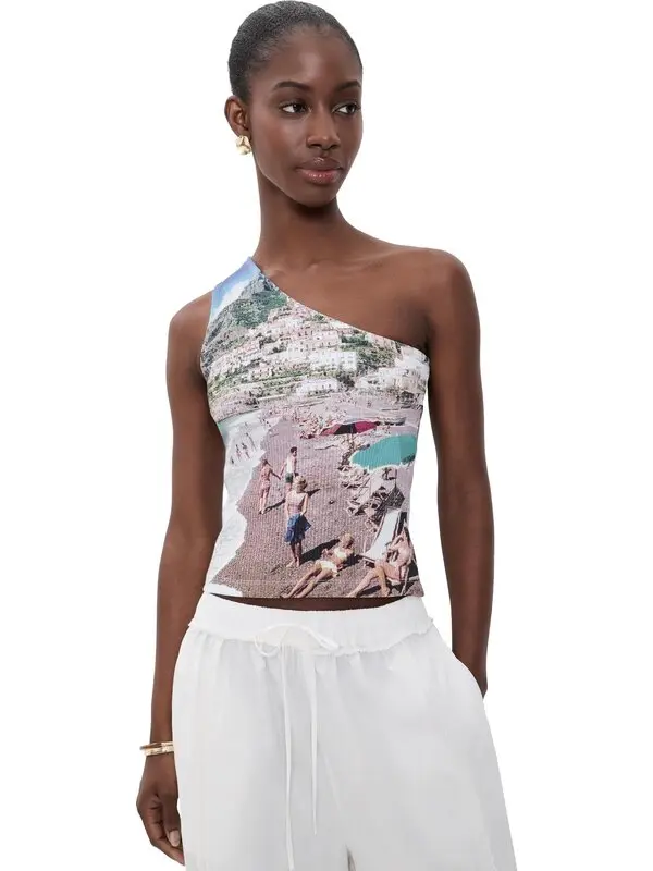 MUSE ASSEMBLY Sandy One-shoulder Landscape Print Top - Multi