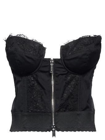 Dsquared2 Corset Top With Lace And Tulle Detail - Black