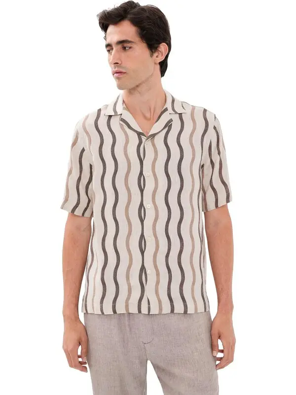 Frescobol Carioca Roberto Linen Cabana Shirt - Cacao