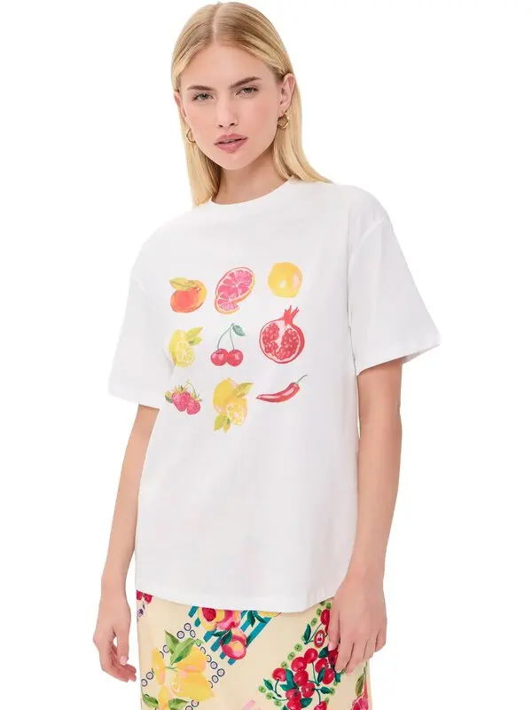 NEVER FULLY DRESSED Fruit Print Crewneck T-shirt - White