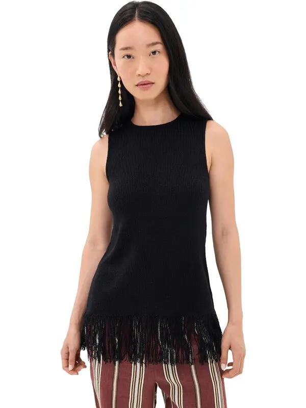 SIMONMILLER Lisel Knit Top With Fringe - Black
