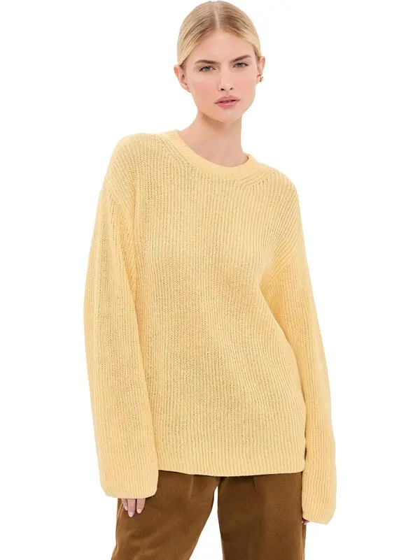 Another Tomorrow Draped Crew Knit Sweater - Sun