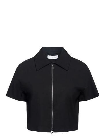 CARACTÈRE Short Sleeve Zip-up Jacket - Black
