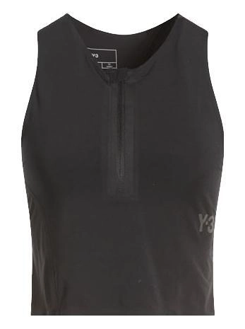 Y3 Sleeveless Quarter Zip Cropped Top In Recycled Polyester And Elastane - Black