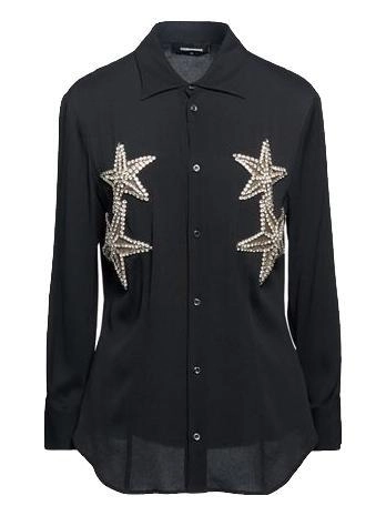 Dsquared2 Acetate, Silk, And Polyamide Shirt With Crystal Embellishments - Black
