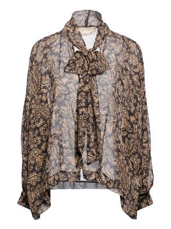 KAOS Polyester Georgette Printed Blouse - Black