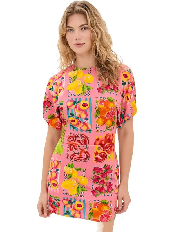 NEVER FULLY DRESSED Fruit Stamps Mini Dress - Pink