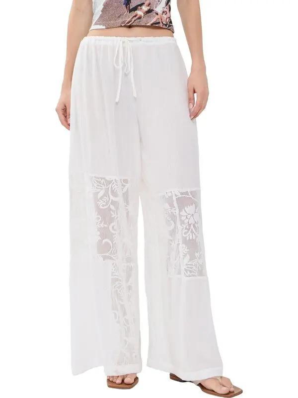 MUSE ASSEMBLY Celeste Lace Trim Trousers - White
