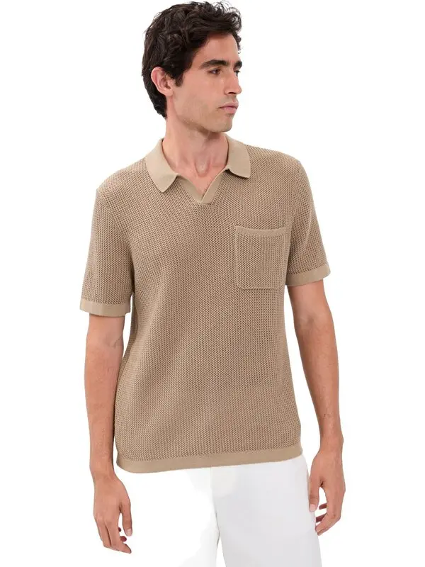 RHONE Coastal Johnny Collar Polo - Teak Brown