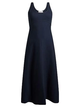 Dorothee Schumacher Midi Dress In Ribbed Cotton And Elastane - Blue