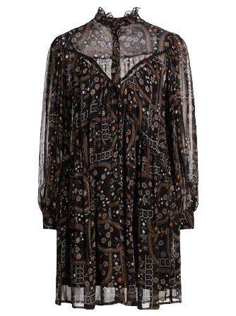 Antik Batik Bohemian Chic" Printed Viscose Mini Dress - Black