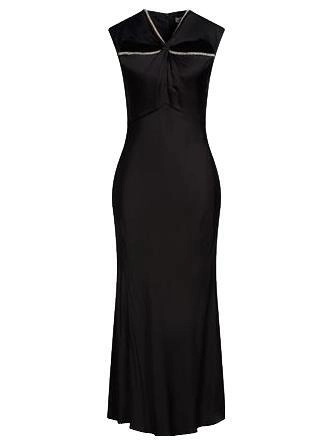 Sandro Viscose Maxi Dress With Crystal Embellishments - Black