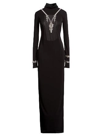 DES_PHEMMES Maxi Dress With Crystals And Open Back - Black