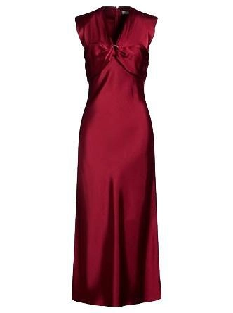 Sandro Maxi Dress In Burgundy Polyester - Red