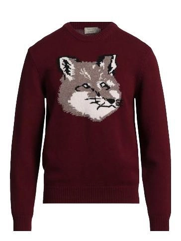 Maison Kitsuné Lambswool Sweater With Fox Motif - Burgundy