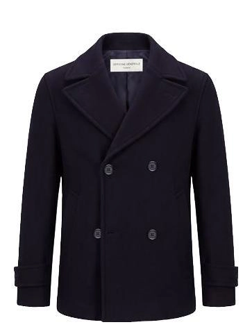 Officine Générale Midnight Virgin Wool And Polyamide Pea Coat - Midnight Blue