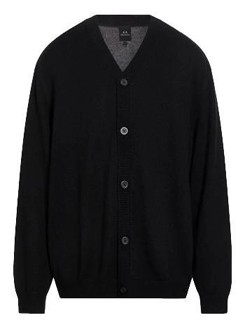 Armani Exchange Cardigan In Cotton, Acrylic, And Virgin Wool - Black
