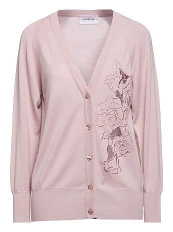 ANNA MOLINARI Wool Cardigan With Floral Embroidery - Pink