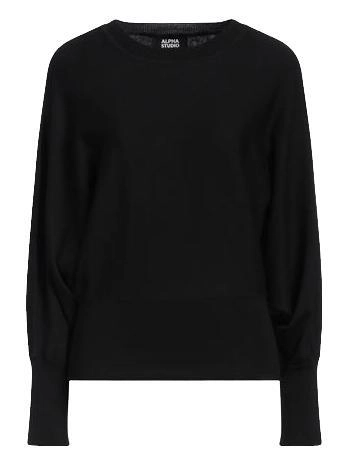 Alpha Studio Merino Wool Crewneck Sweater - Black