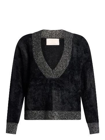 KAOS V-neck Sweater With Metallic Trim - Black