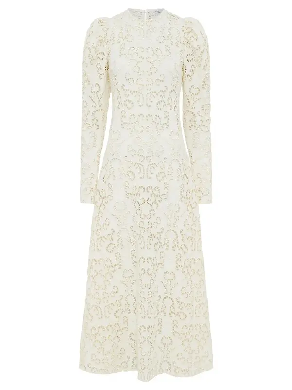 Gabriela Hearst Eshal Broderie Anglaise Merino Wool Maxi Dress - Ivory