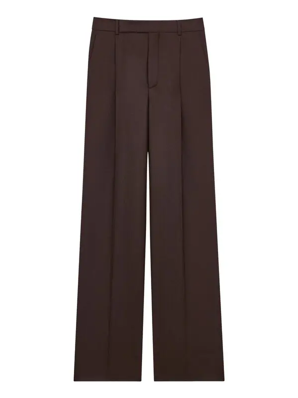 Saint Laurent Fluid Pants In Brushed Wool Flannel - Brun
