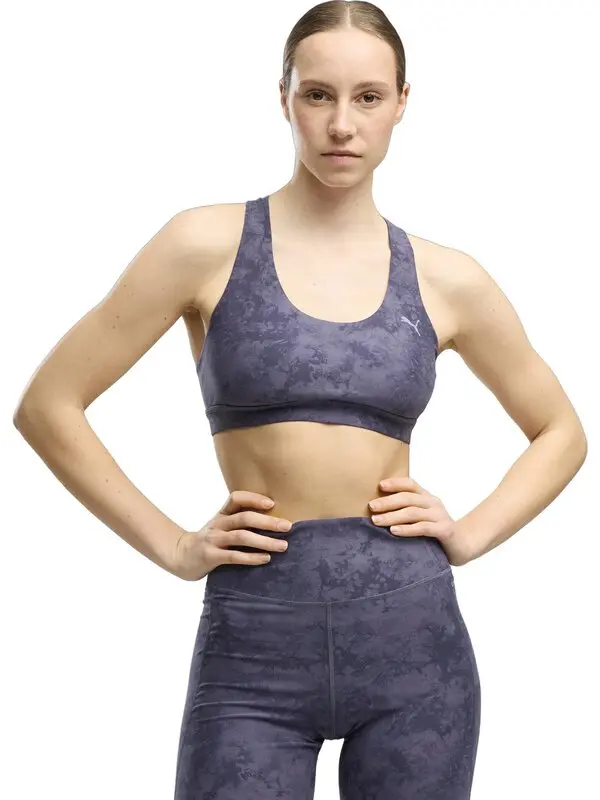 PUMA Cloudspun Printed Sports Bra - Gray