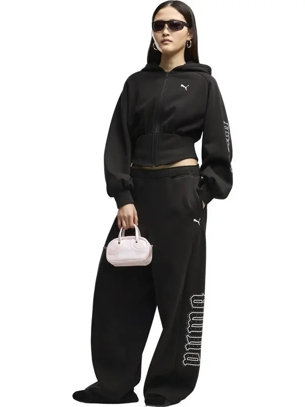 PUMA Street Glam Slouchy Bedazzled Pants - Black