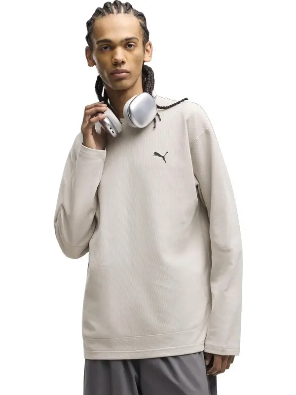 PUMA Tech Relaxed Waffle Long Sleeve T-shirt - Beige