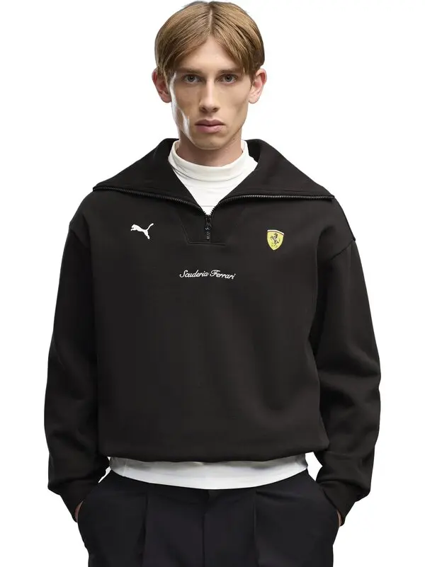 PUMA Scuderia Ferrari Half-zip Fleece Crew Sweatshirt - Black